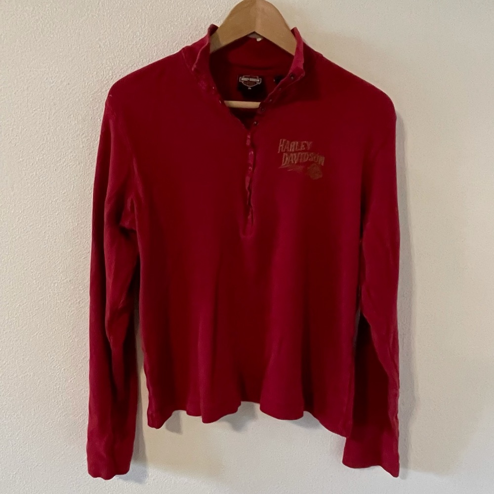 Harley-Davidson Snap Front Ribbed Long Sleeve Mock Re… - Gem